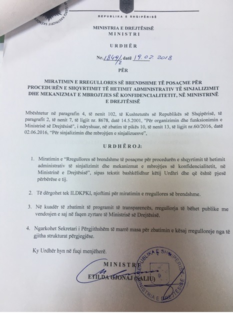 Programi i Transparencës - Ministria e Drejtësisë